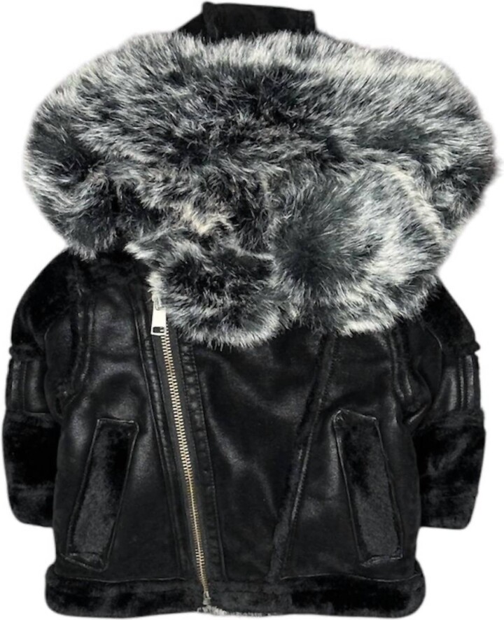 JORDAN CRAIG Kids Shearling Moto Coat In Black - ShopStyle Boys' Outerwear