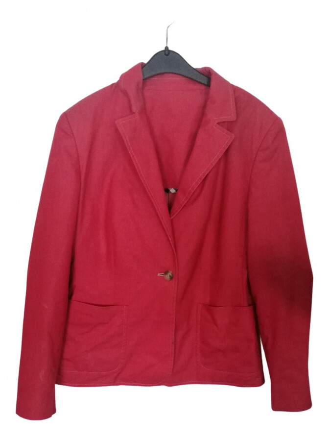 Burberry red Cotton Jackets - ShopStyle