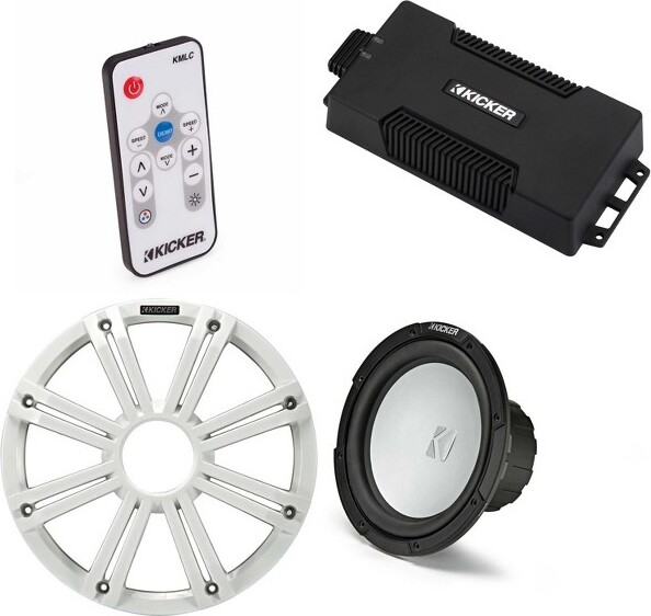 Kicker 48PXA6001 Weatherproof Powersport Mono Amp & 10" 2 Ohm Marine ...