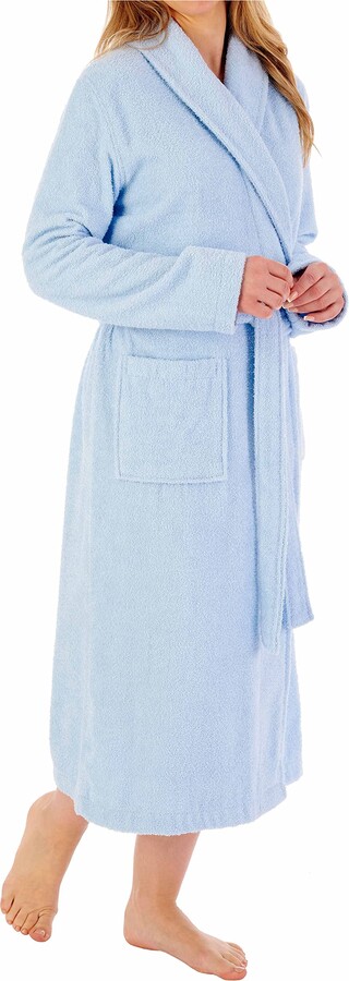 Slenderella Womens 46" / 116cm Light Blue Cotton Towelling Bathrobe ...