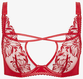 Agent Provocateur Womens Red Ozella PVC-trim Underwired Mesh bra ...