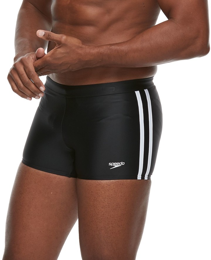 Speedo Shoreline Square Leg Side-Striped Athletic Swim Shorts - Men ...
