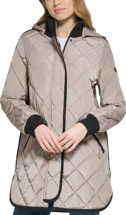 DKNY Women's Hooded Diamond Quilted Coat - ShopStyle