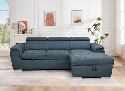 Hokku Designs 97" Wide L-Shaped Sectional Sofa With Pull-Out Bed ...
