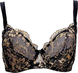 Carol Coelho Women's Gold / Black Royalty Gold Metallic Lace Full Cup ...