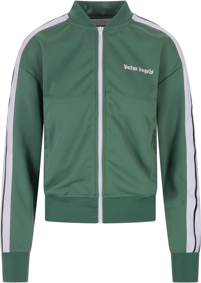 Palm Angels Green Sporty Bomber Jacket With Contrast Bands - ShopStyle
