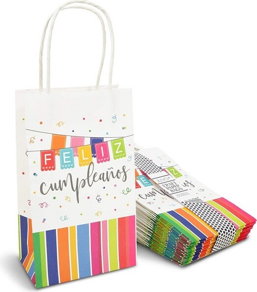 Blue Panda 24 Pack Feliz Cumpleanos Birthday Paper Gift Bags with ...