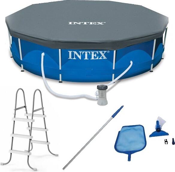Intex 12 Foot by 30 Inch Framed Above Ground Swimming Pool with 42 Inch ...