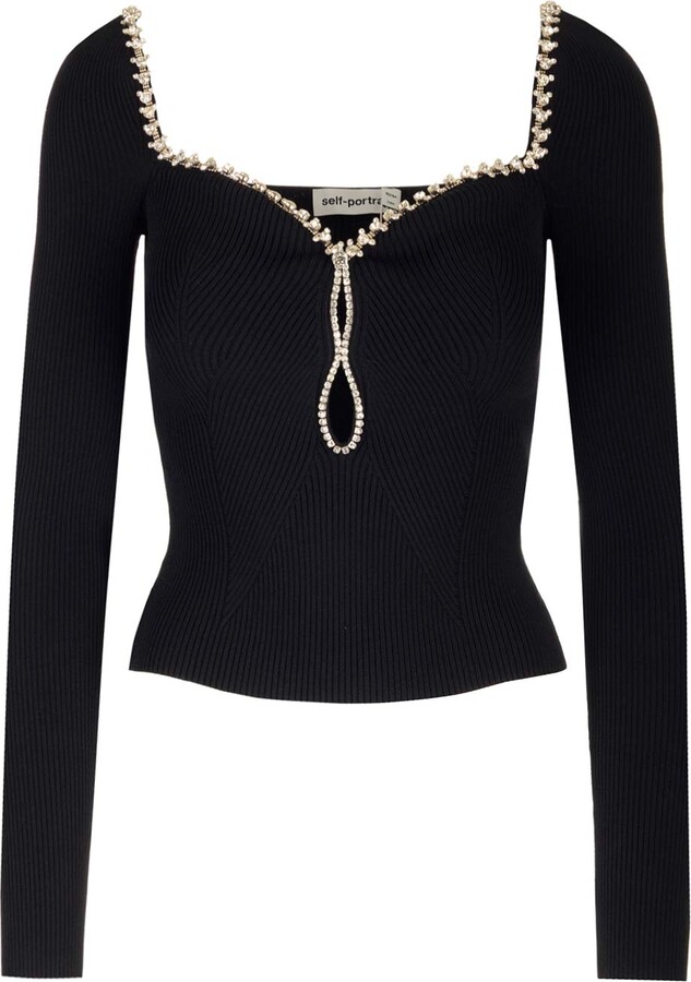 Self-Portrait Crystal Embellished Top - ShopStyle