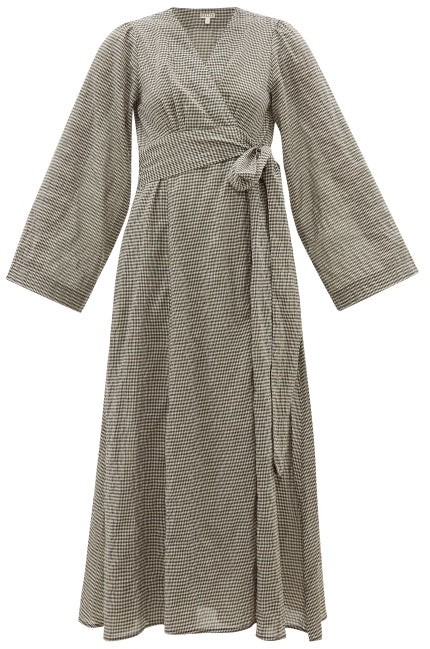 Belize - Riva Cotton-blend Gingham Wrap Dress - Black White - ShopStyle