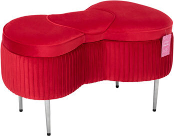 Everly Quinn Hello Kitty Bow Velvet Ottoman Bench with Storage and Gold ...