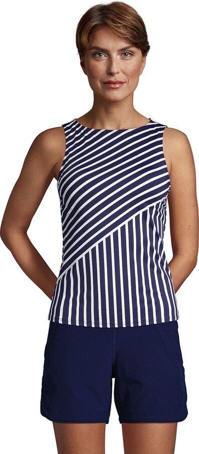 Lands' End Women's Mastectomy Chlorine Resistant High Neck UPF 50 Sun ...