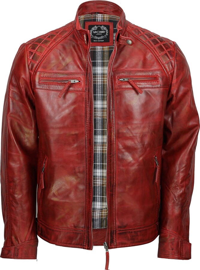 Xposed Mens New Real Soft Leather Black Vintage Zipped Smart Casual ...