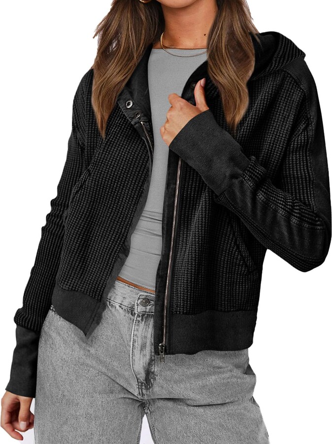 Generic Women Waffle Knit Jacket - ShopStyle