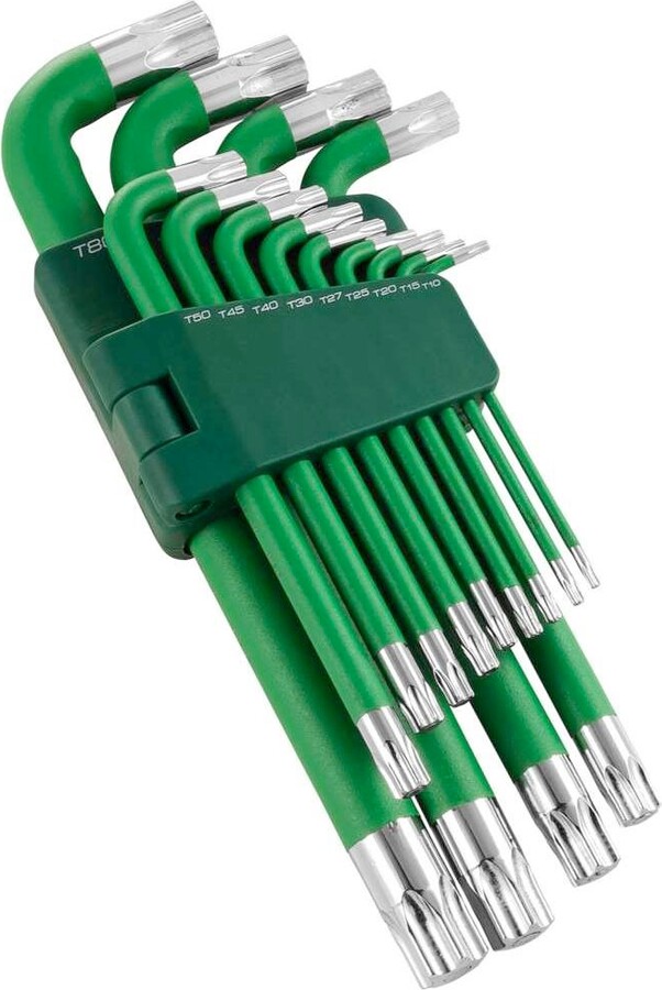 Powerbuilt 13 Piece Torx Long Arm Magnetic Hex Key Wrench Set Green ...