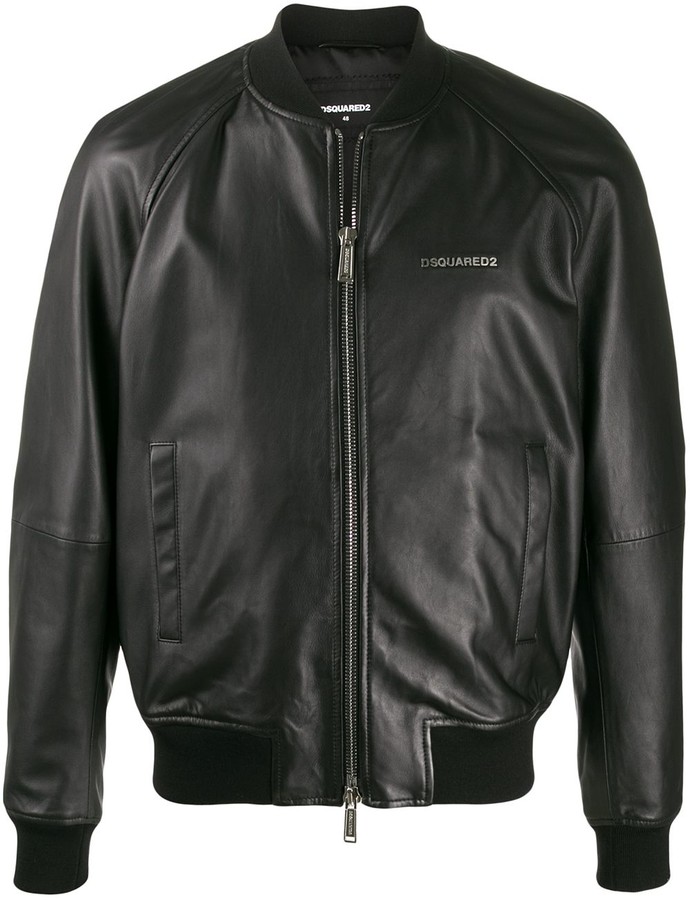 DSQUARED2 Logo-Plaque Zipped Bomber Jacket - ShopStyle
