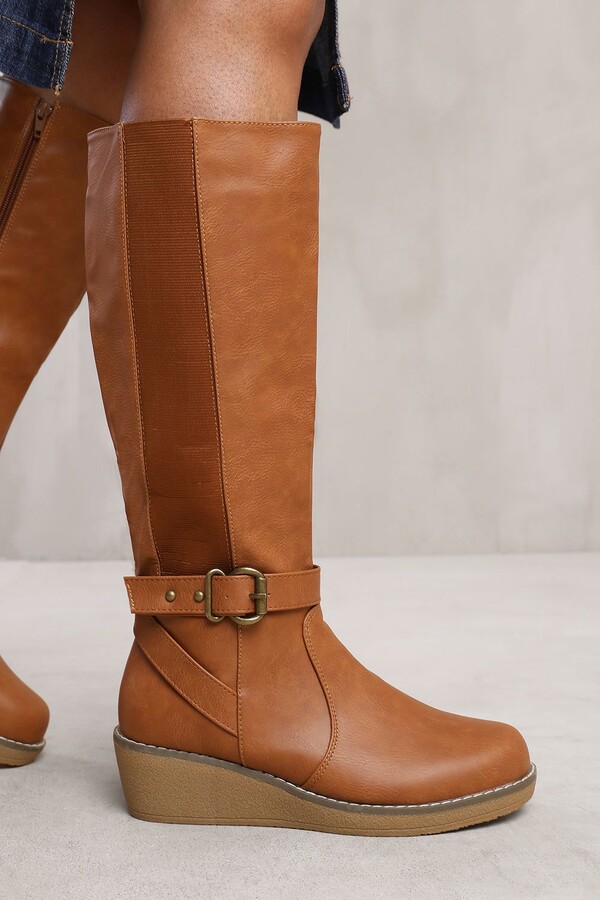 Where's That From 'Jacinta' Wedge Heel Knee High Boots With Elastic ...