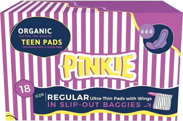 Pinkie Tween & Teen Ultra-Thin Organic Topsheet Pads with Wings - Size ...