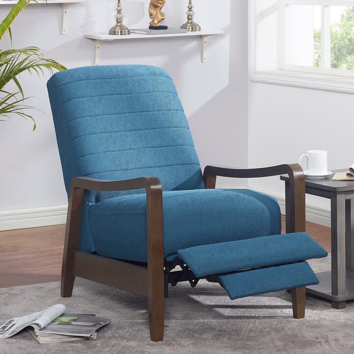 Modern Push Back Recliner with Wooden Arms - ShopStyle