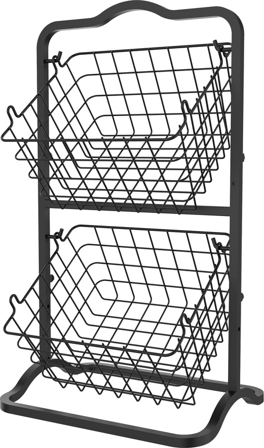 Oceanstar 2-Tier Storage Kitchen Wire Basket Stand, Black - ShopStyle