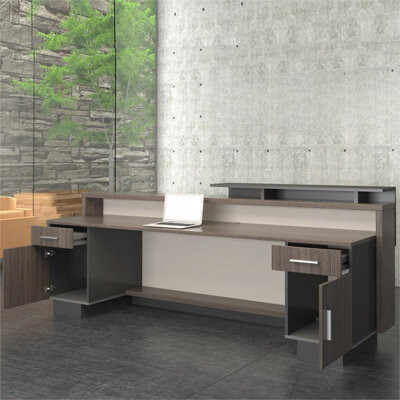 Latitude Run 2 Person Rectangular Laminate Reception Desk with Filing ...