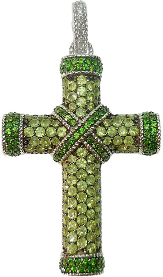 Judith Ripka Sterling Pave Peridot Cross Enhancer - ShopStyle Charms