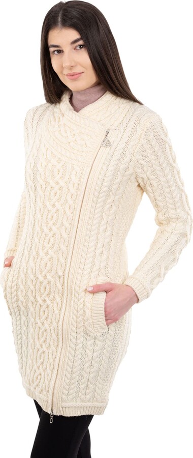 SAOL Irish Cardigan for Women Ireland Long Sweater with Pockets and ...