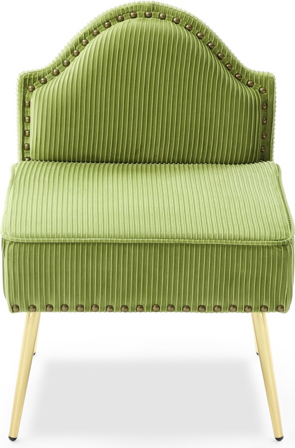 IGEMANINC Upholstered Pleated Velvet Accent Chair, Armless Slipper ...