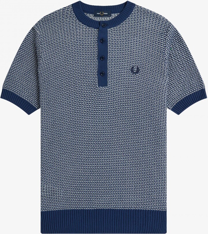 Fred Perry Reissues Fred Perry Two Colour Texture Knit Henley - French ...