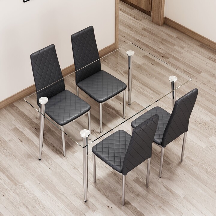 GREATPLANINC Grid Shaped Armless High Back Dining Chair with ...