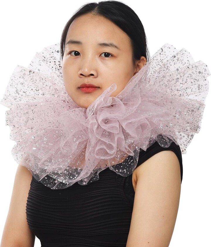 BLESSUME Victorian Ruffle Collar Renaissance Mesh Clown Collar Layered ...