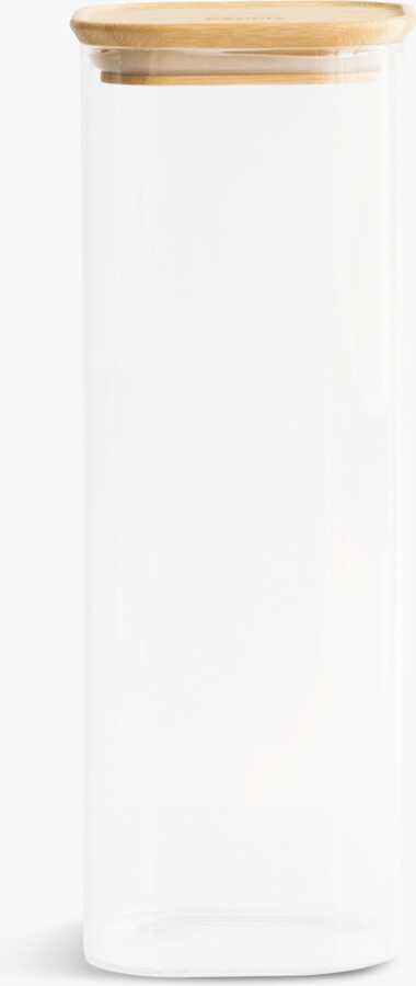 Pebbly Square Tall Glass Food Storage Container with Bamboo Lid 2.2L ...