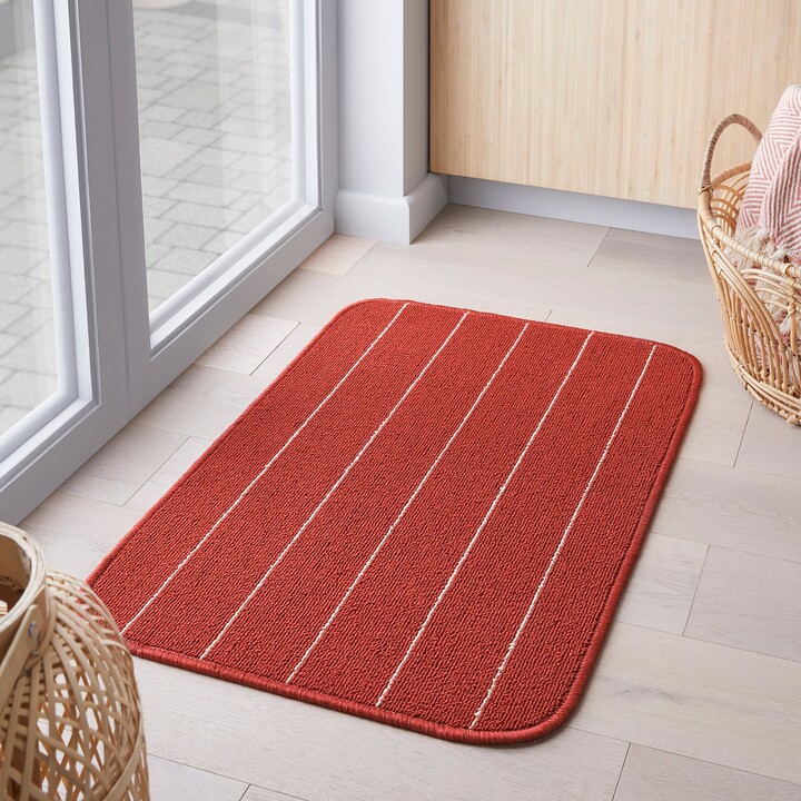Dunelm Practimat Theo Stripe Washable Doormat Red Clay - ShopStyle Rugs