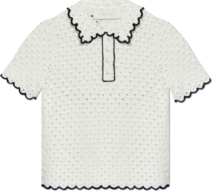 Zimmermann Crocheted Polo Top, , - White - ShopStyle