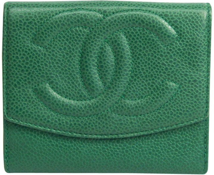 Chanel Green Caviar Leather Bifold Wallet - ShopStyle
