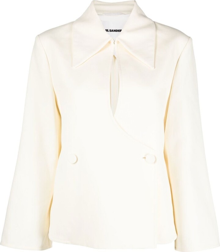 Jil Sander Double-Breasted Flared Jacket - ShopStyle Blazers