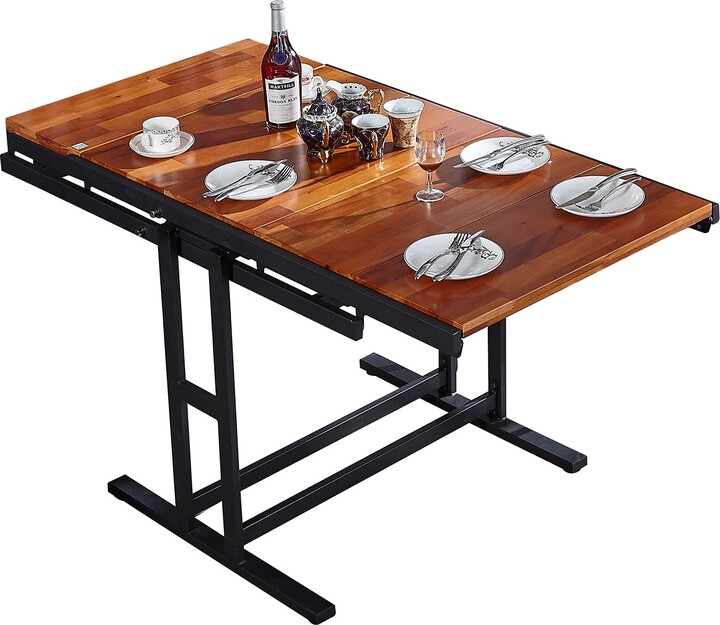 EDWINRAY Conversion Solid wood table /shelf folding table with convert ...