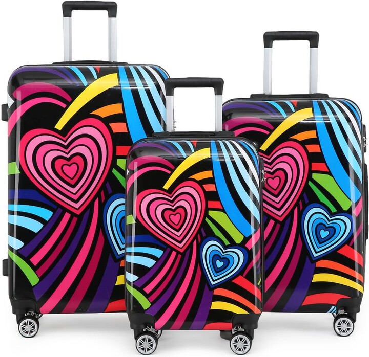 Infinity Leather Printed Hard Shell Dual 4 Wheel Luggage Suitcase ...