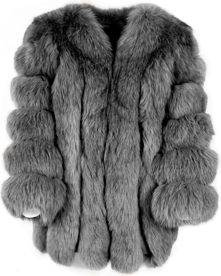 Wanan Touch Paris Dark Grey Jacket in Fox Fur - ShopStyle Girls' Outerwear