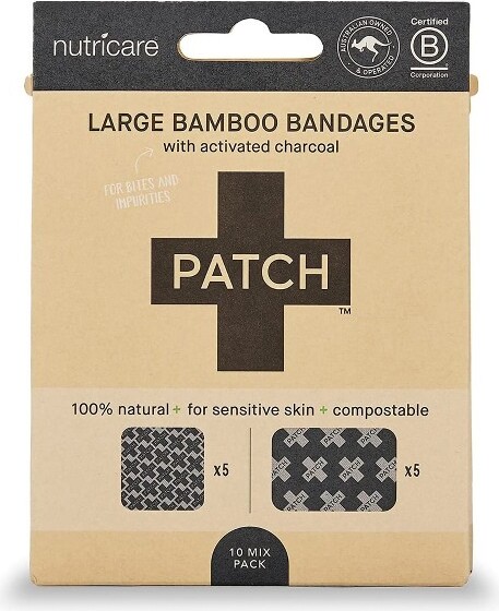 Patch Bandages Patch Bamboo Adhesive Bandages with Charcoal, 10 Count ...
