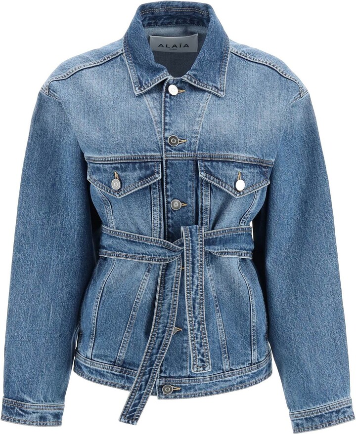 Alaia Belted Denim Jacket - ShopStyle
