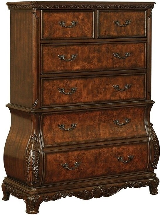 Bombe Shaped Chest with Carving and Molded Details, Cherry Brown ...