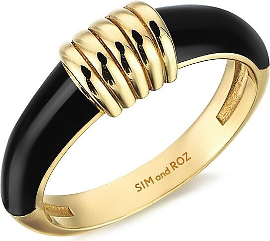 Sim and Roz Connected Torque 14K Yellow Gold & Enamel Ring - ShopStyle