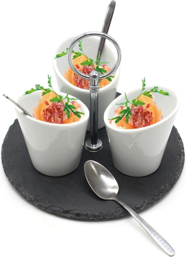 Van Gogh Snack Diping Cups Slate Tray Ceramic Appetizers Tapas Serving ...