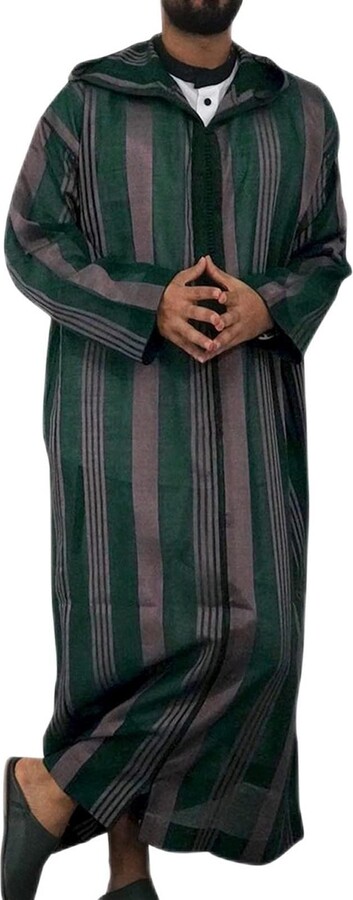 COOFANIN Valentines Gift for Him Men's Kaftan Robe Galabia for Men Muslim Thobe for Men Small ...