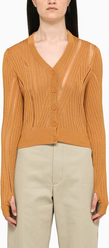 Calvin Klein Semi-transparent antique gold cardigan - ShopStyle