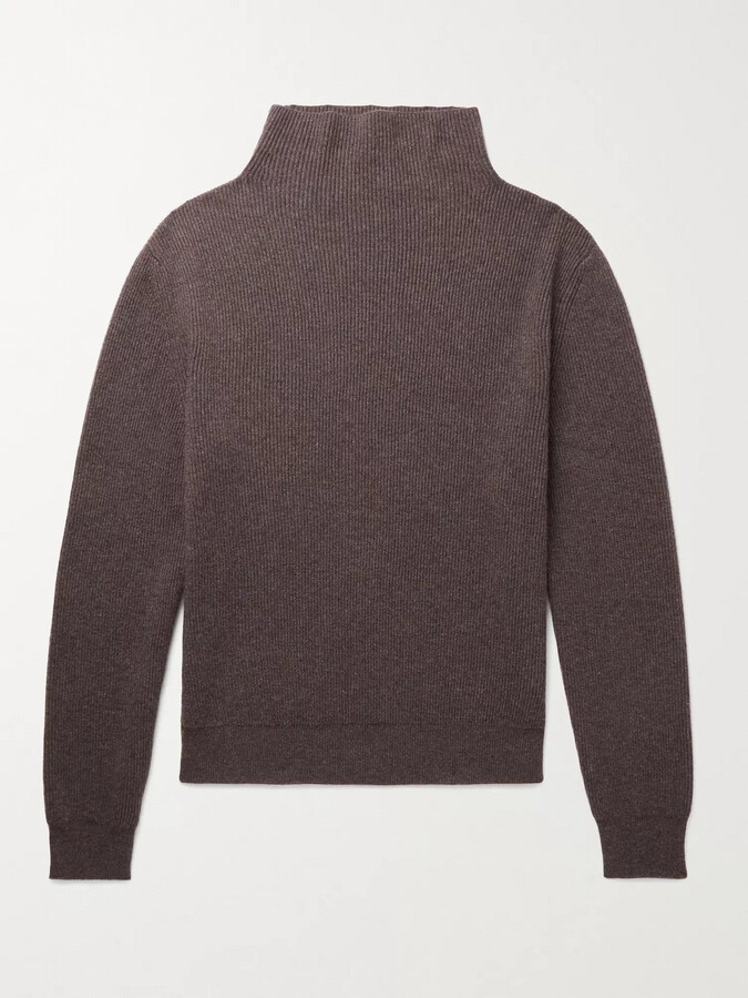 The Row Daniel Ribbed Cashmere Mock-Neck Sweater - ShopStyle