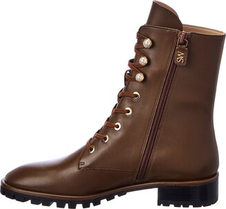 Stuart Weitzman Mila Lift Leather Combat Boots - ShopStyle