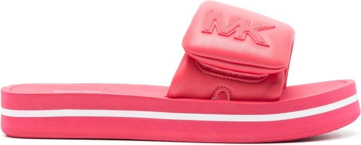MICHAEL Michael Kors Logo-Embossed Platform Slides - ShopStyle