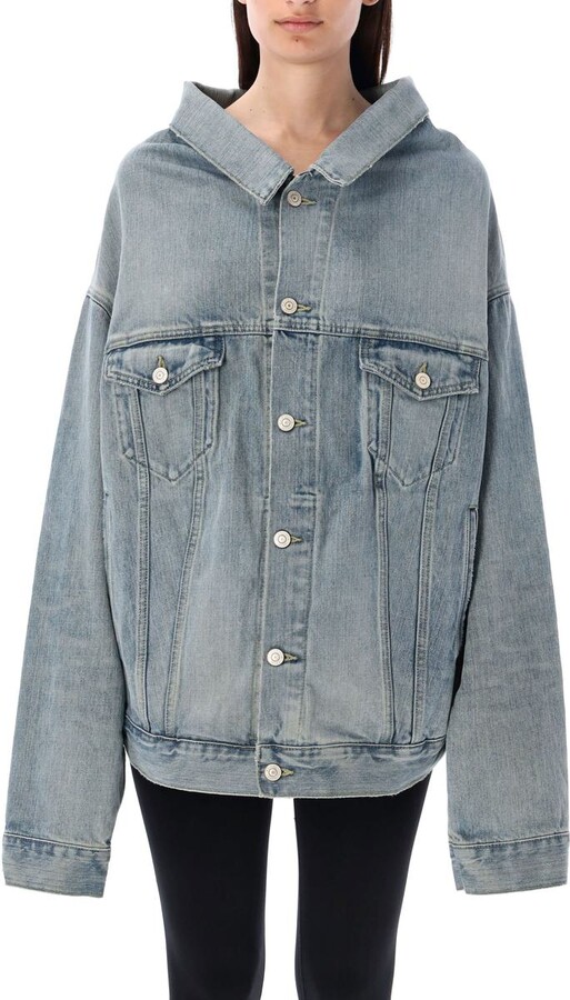 Balenciaga Off Shoulder Denim Jacket - ShopStyle